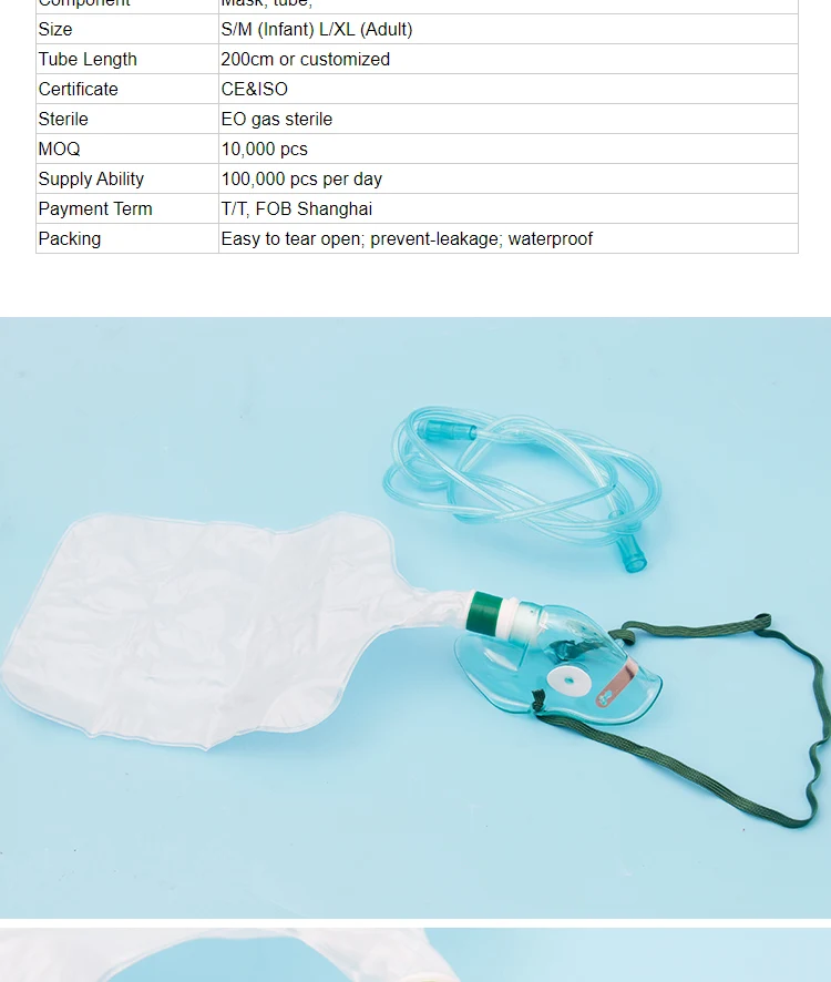 Sterile Rebreather Respiratory Silicon Oxygen Mask With Reservoir Bag ...