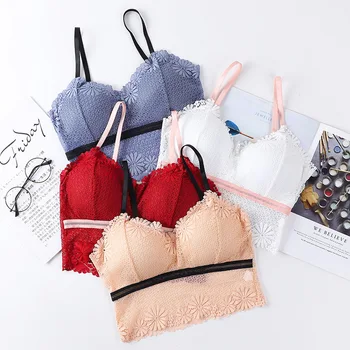 Wire Free Bra Deep V Brallet Women Padded Bra Fitness Crop Top Tube Top ...