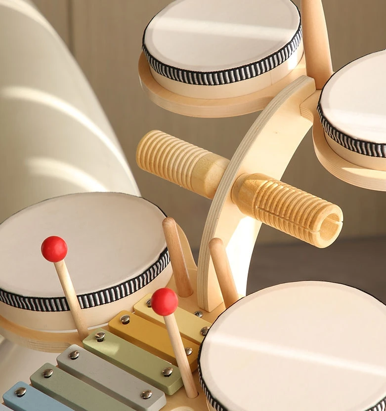 Cute Design Wooden Drums Set Toy Preschool Educational Music Toy For ...
