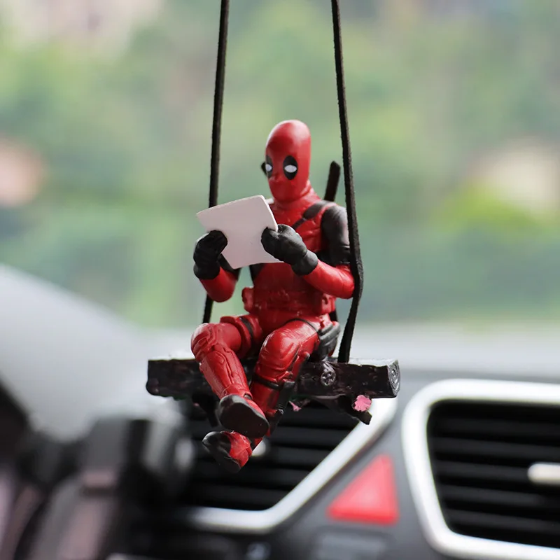 Cartoon Deadpool Car Rearview Mirror Car Pendant Reading Deadpool Car ...