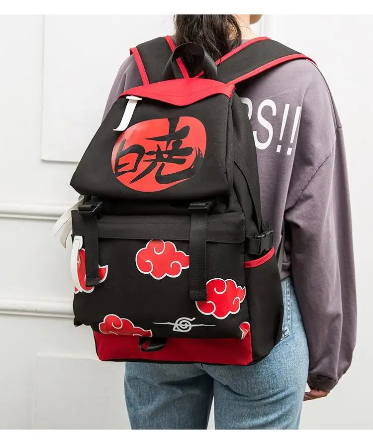 2 Styles Akatsuki Backpack Anime Cartoon Students Backpack Waterproof ...