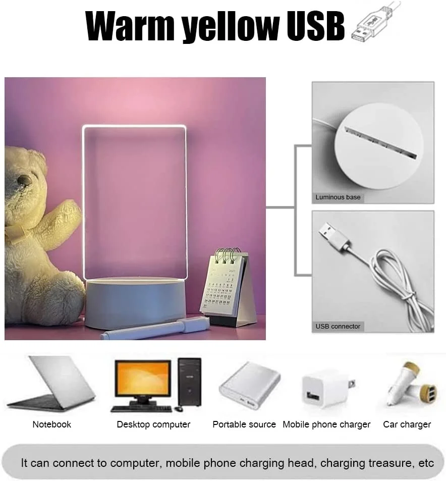 LED Acrylic Message Board - Creatives Pen Rewritable Night Light