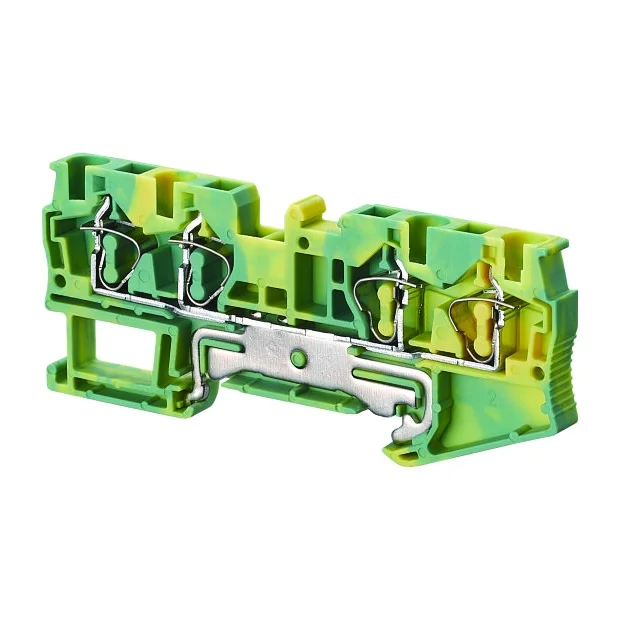 DIN rail spring type terminal block pure copper yellow green color ...