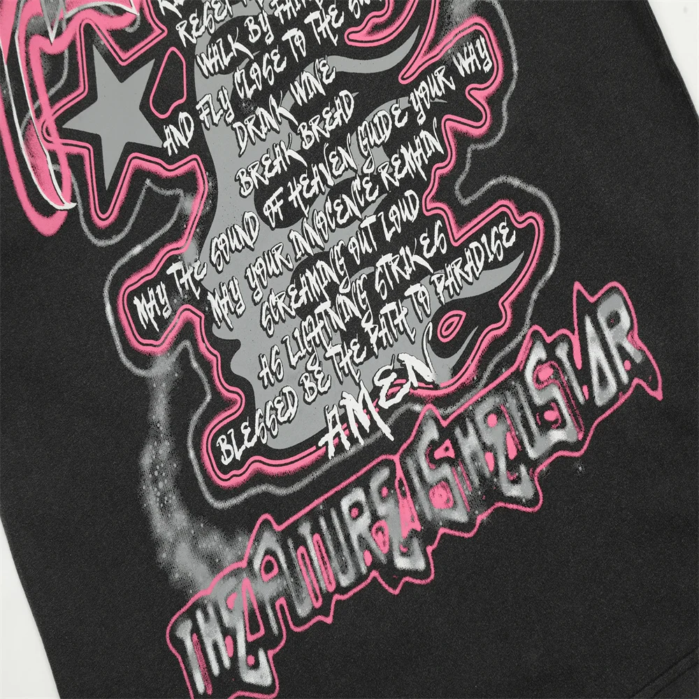 Hellstar Summer American Fashion Creative Fun Print Retro Distressed ...