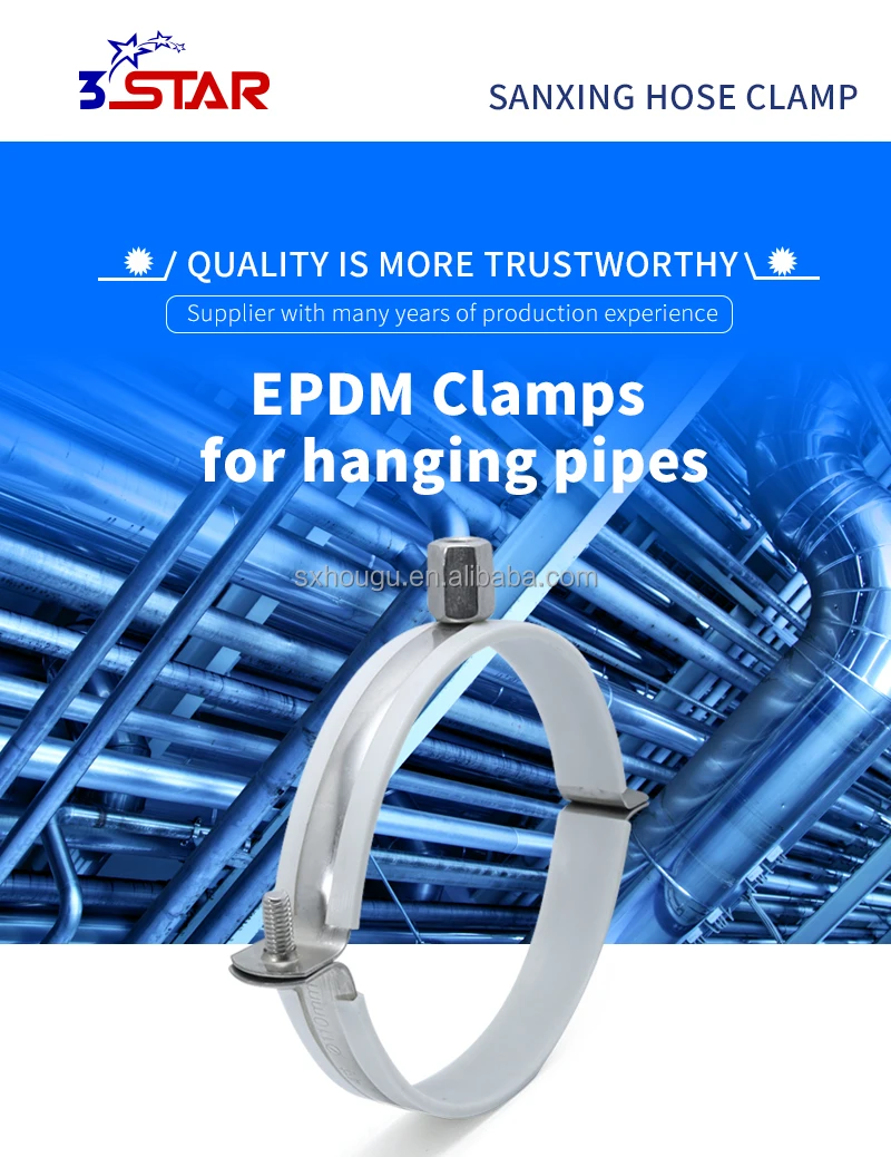 Galvanized Steel Two Screw Pipe Clamp With Epdm Rubber Lined Pipe Clamp - Buy Galvanized Clamp ...