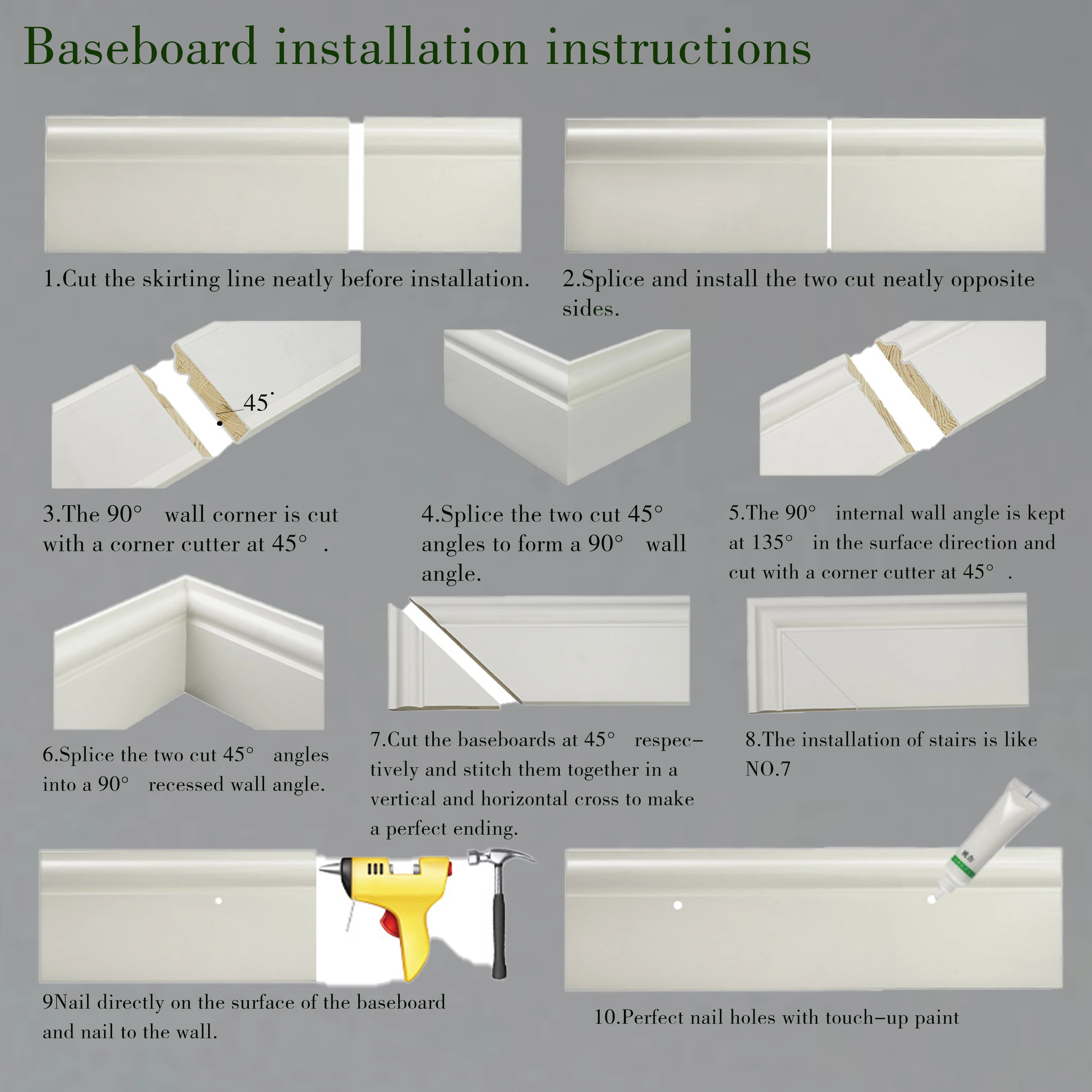 Baseboard Molding White Solid Wood Paint Frame Mouldings Wooden ...