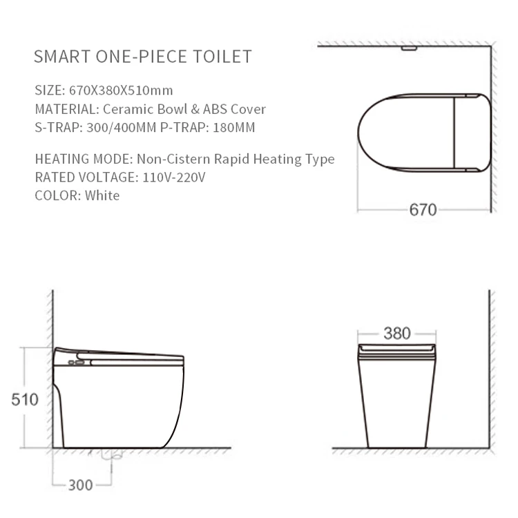 Smart Toilet with Remote Control - OVS Auto Sensor Flush
