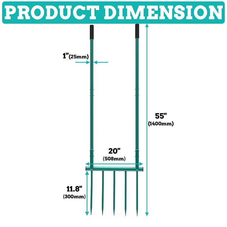 JH-Mech Strong Broadfork Hand Tiller Reliable 55*20 Inch Ergonomic U ...