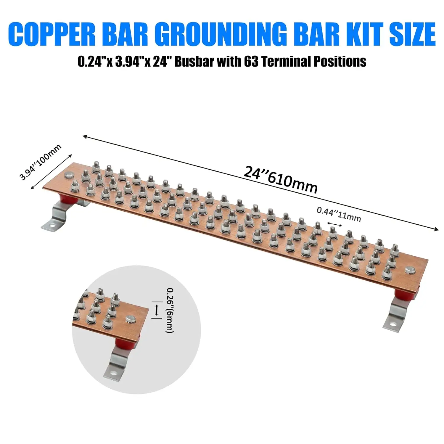 Customized Wall Mounted Copper Grounding Bar Kit Copper Bus Bar Ground ...