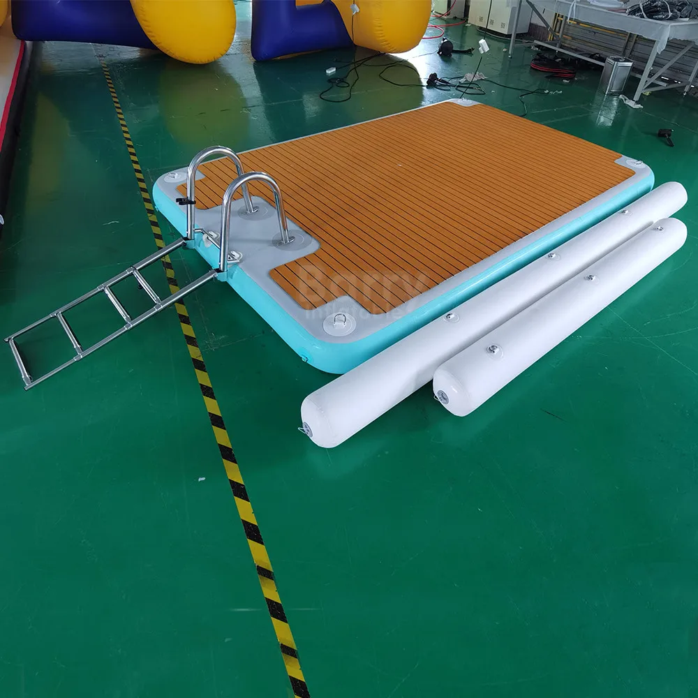 Drop Stitch Inflatable Teak Platform Floating Island Dock Boat Maintain ...