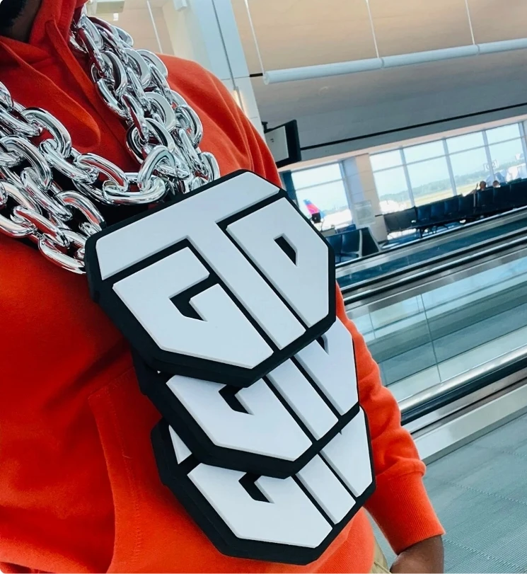 Custom Fan Chain Necklace Football Baseball Team Brand Logo Big Fan ...