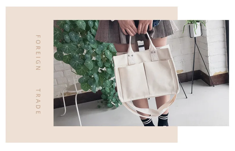 Blank Multi Pocket Tote Bag Custom Label,Stylish Zip Utility Daily ...