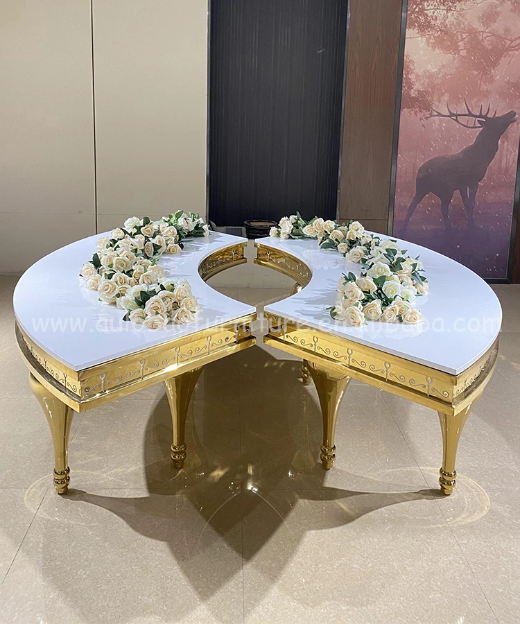 Luxury Party Event Clear Glass Or Mdf Top S Shape Half Moon Wedding ...