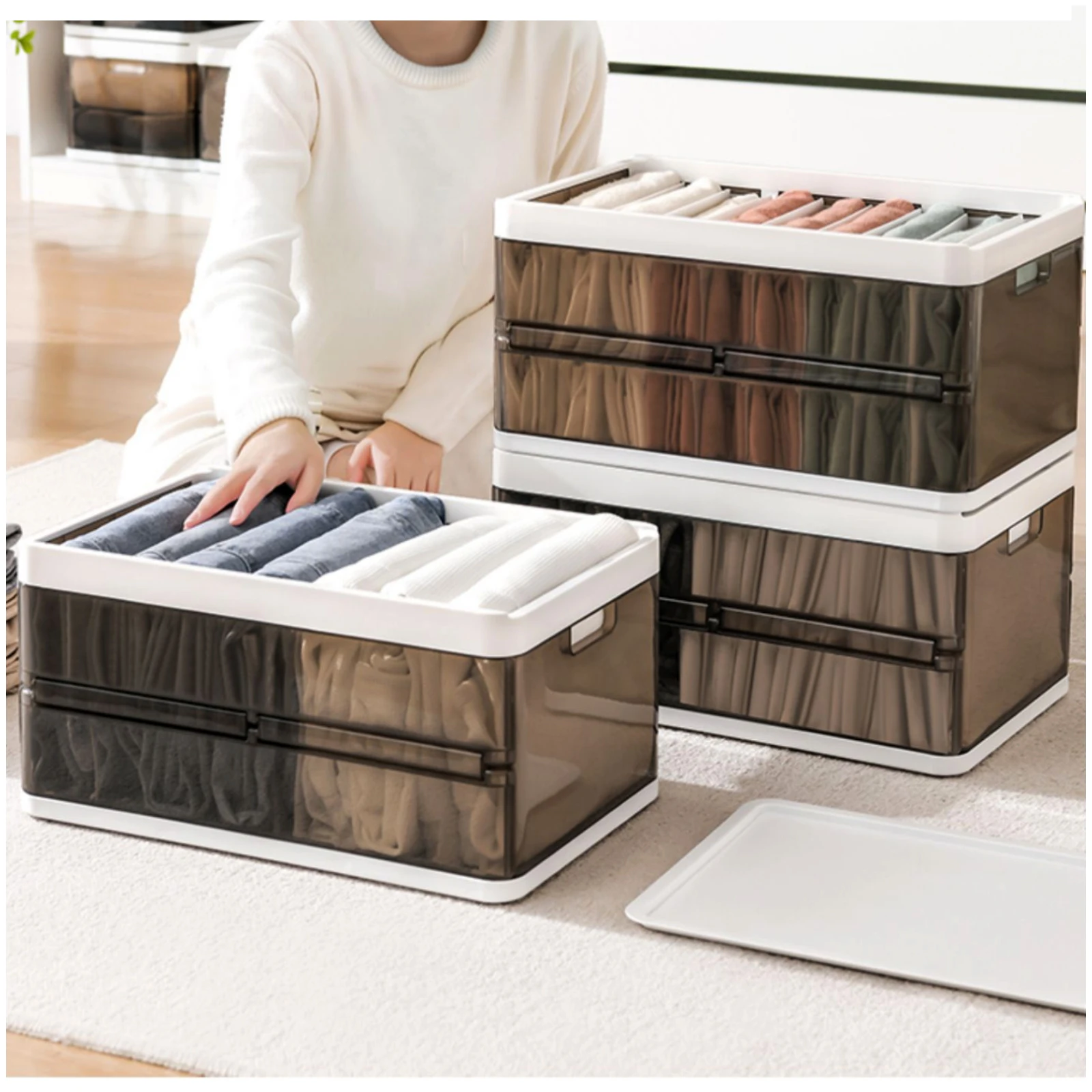 Walue Multifunction Stackable Plastic 3 Pack With Lid Storage Bins ...