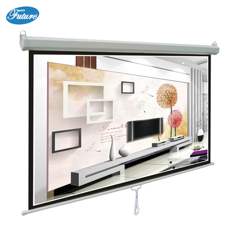 84" Projector Screen Pull Down Manual 8k 4k Hd 3d Ceiling Wall Mount ...