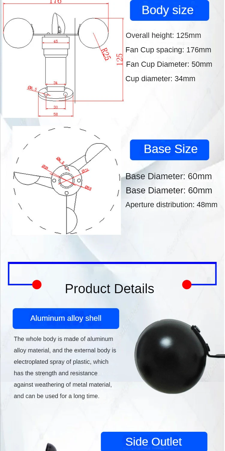 Anemometer Air Velocity Sensor Transmitter - Waterproof & Customizable