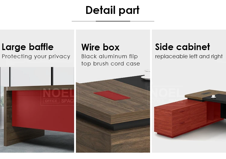 Contemporary Industrial Office Desk Table Manager Executive Wooden ...