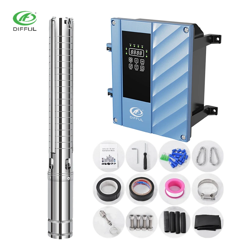 2HP Difful Hybrid Solar Water Pump - High Pressure & Efficiency