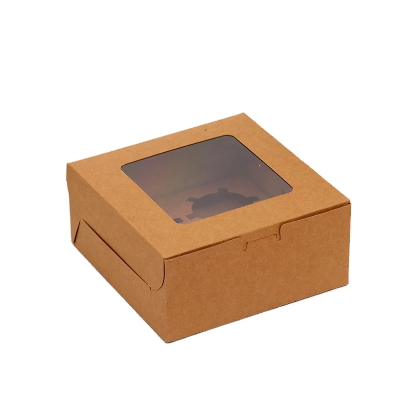 Transparent Kraft Craft Cake Box Packaging Plastic Transparent Window ...
