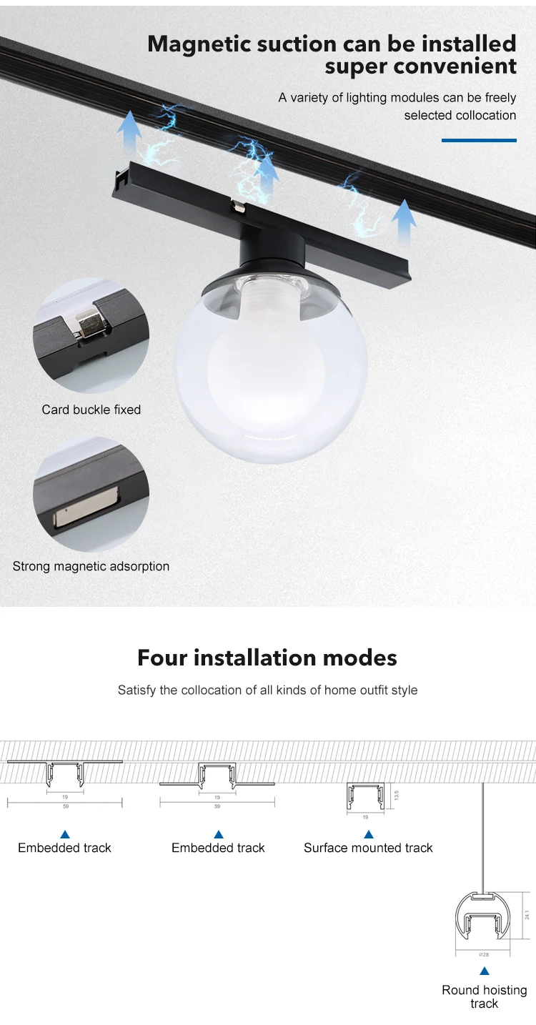 48v Tracklight Rail System Grille Light Recessed Magnet Linear Led ...