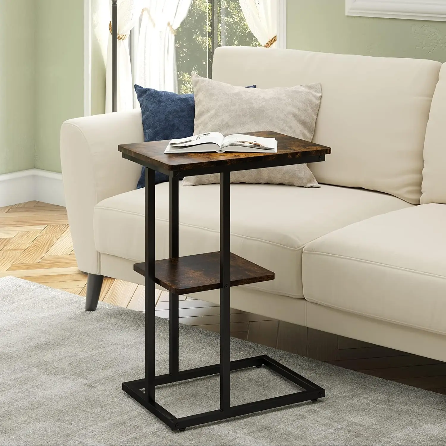 Novilla Snack Side Table C Shaped End Couch Table For Living Room ...