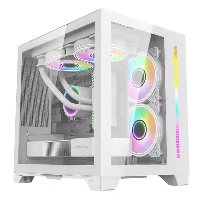 Full Tower Desktop With Lcd Side Glass White Pc Casing Cpu Cabinet Atx ...