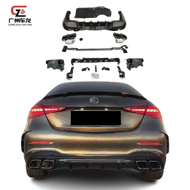 ABS Material C63 style Car Bumper Rear Lip Muffler Exhaust for Mercedes ...