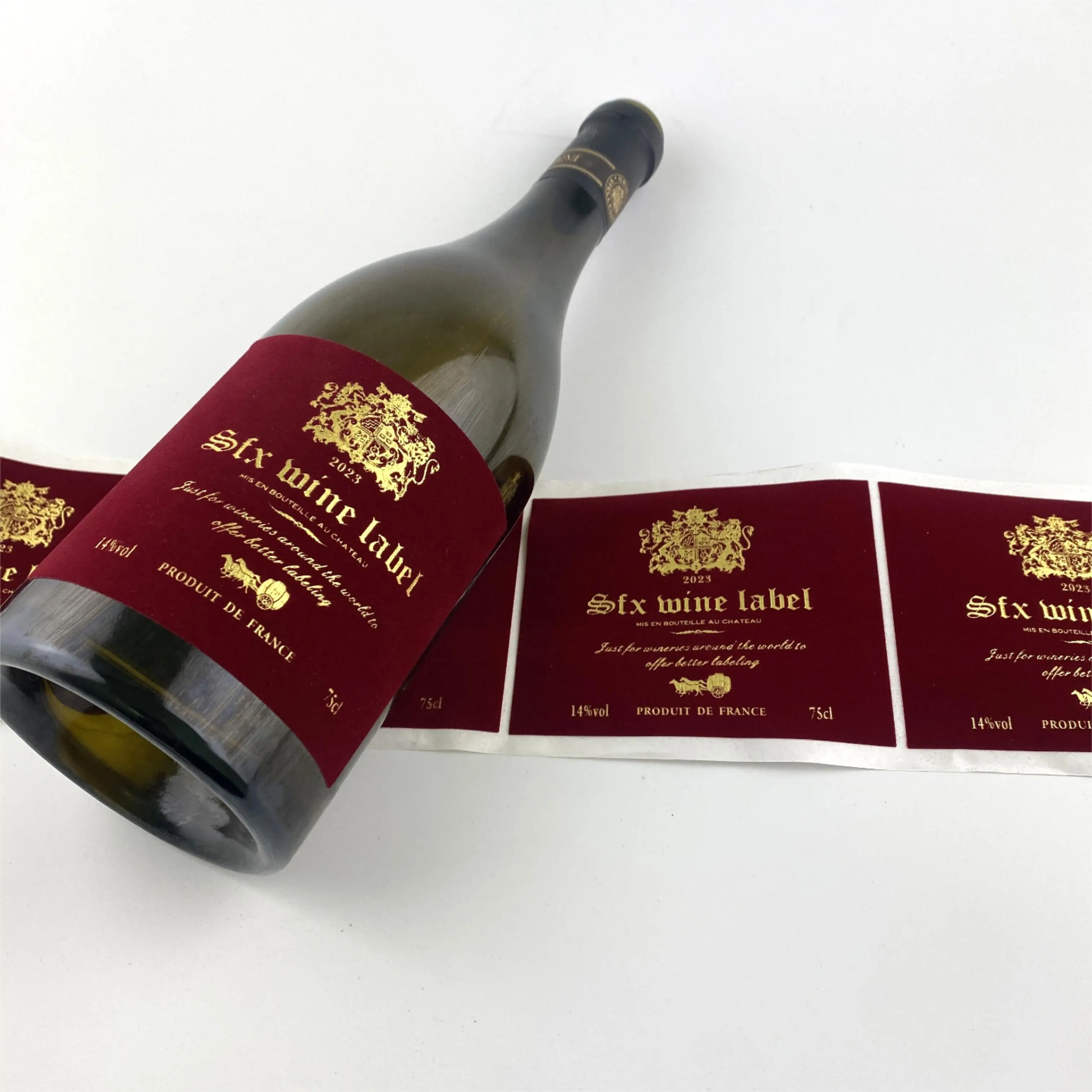 Luxury Velvet Sticker Labels Roll Adhesive Sticker Wine Label Custom ...