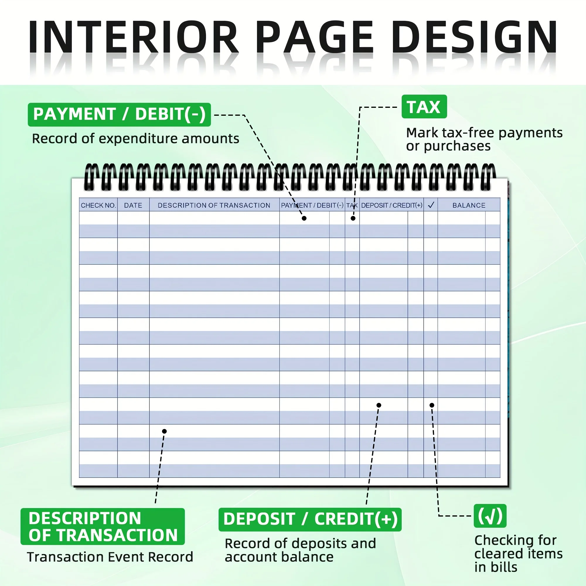 Large-Sized Spiral Checkbook Register - Efficient Expense Tracker ...