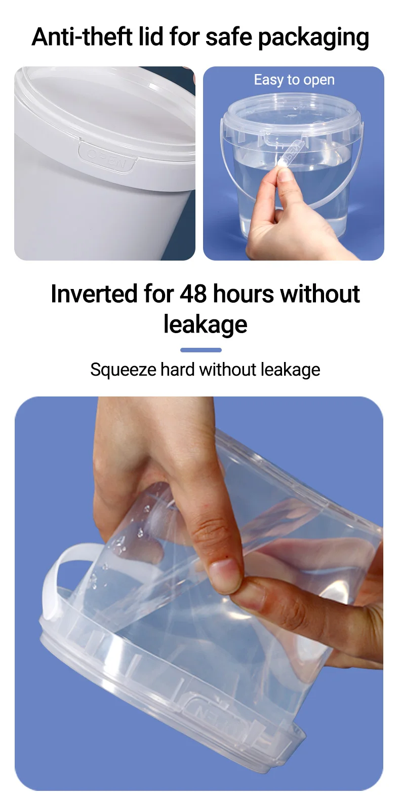 Wholesale Tamper Evident Empty Plastic Food Buckets with Lid Custom ...