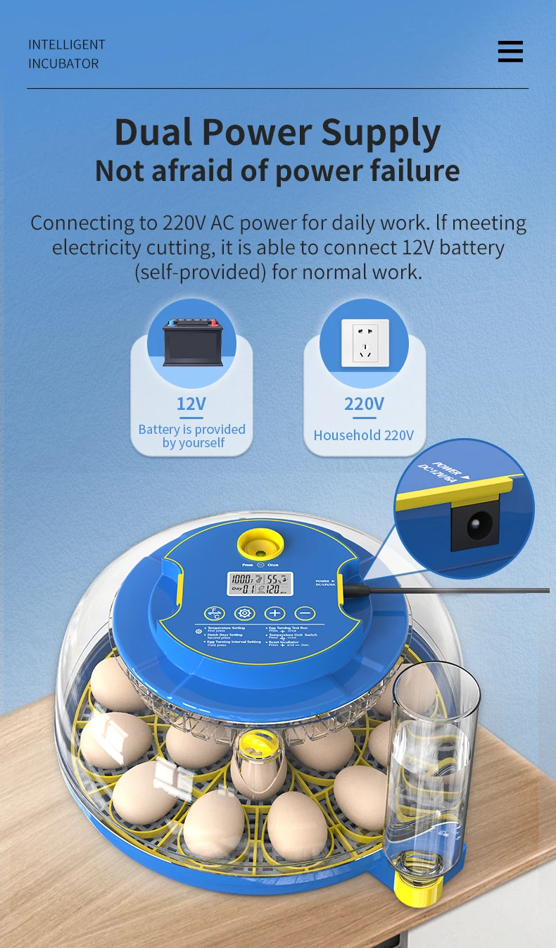 WONEGG New Trend Fahrenheit Couveuse 12v Egg Incubator for Battery ...