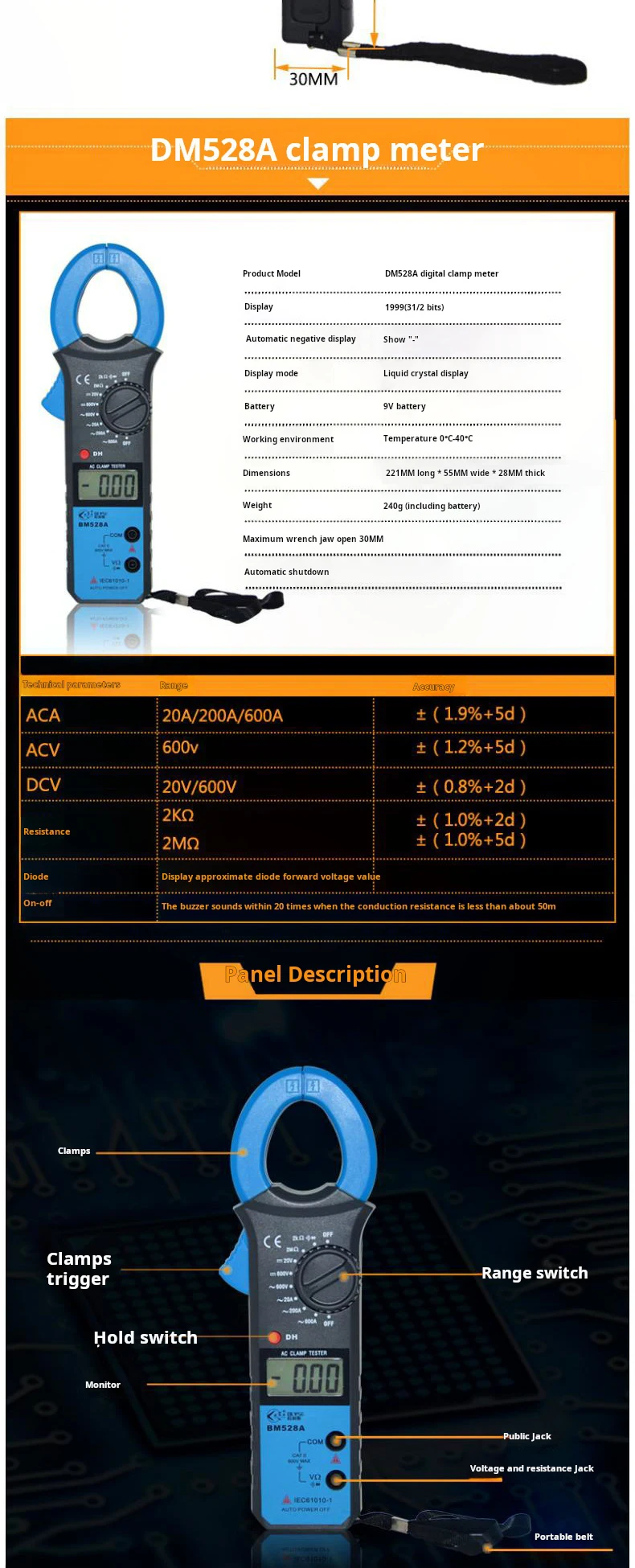 Digital Clamp Meter Multimeter High Precision Type 266 Ammeter Multi ...