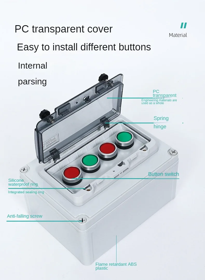 Outdoor Waterproof Plastic Control Box Emergency Stop Self Reset Start ...