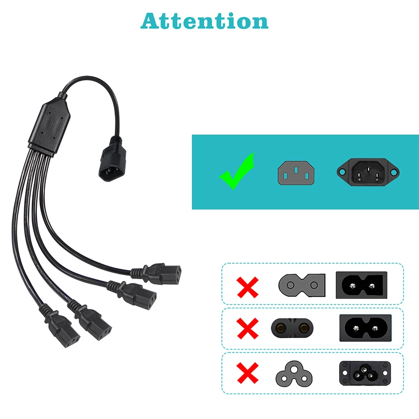 Universal Iec Cable 220v Pdu 13a Splitter C14 Male To Iec C13 Female ...