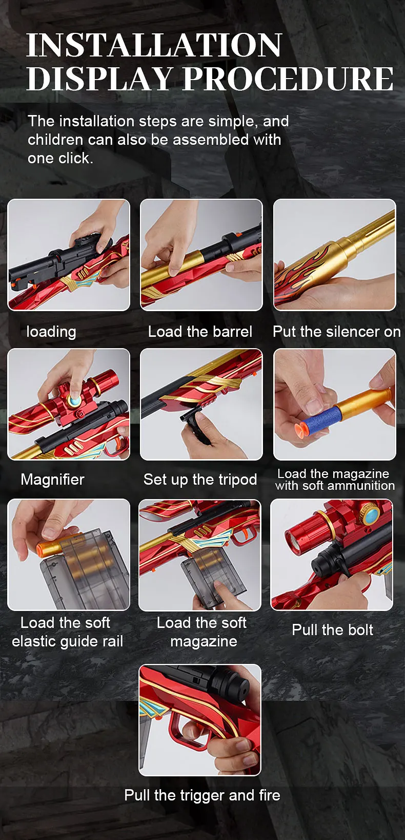 Shell Ejecting Soft Bullet Gun Toys Soft Bullet Shooting Play Set M416 ...