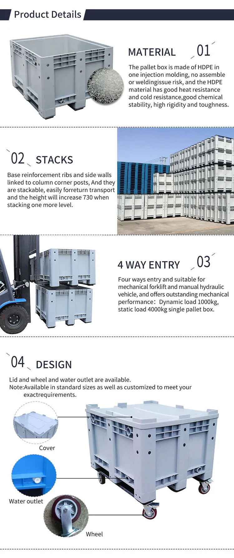 Custom Size Size Hdpe Vented Foldable Plastic Rigid Pallet Box For ...
