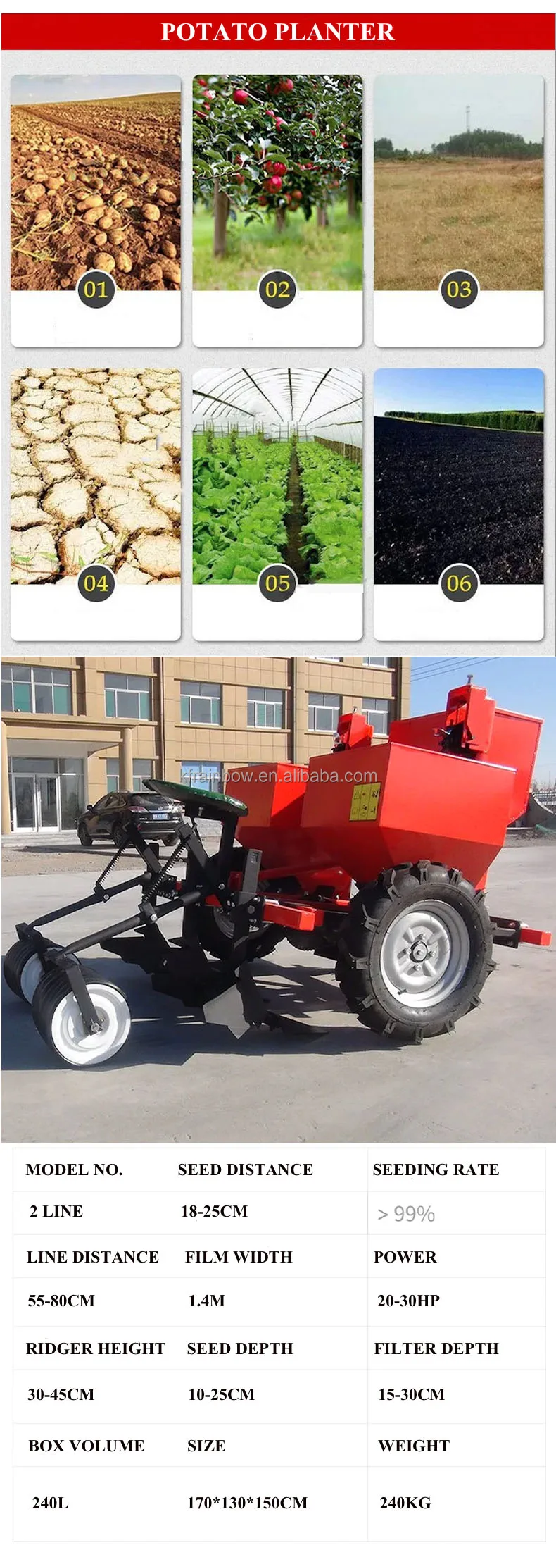 2 Row Potato Planter Machine for Small Farms - Easy Operation OEM