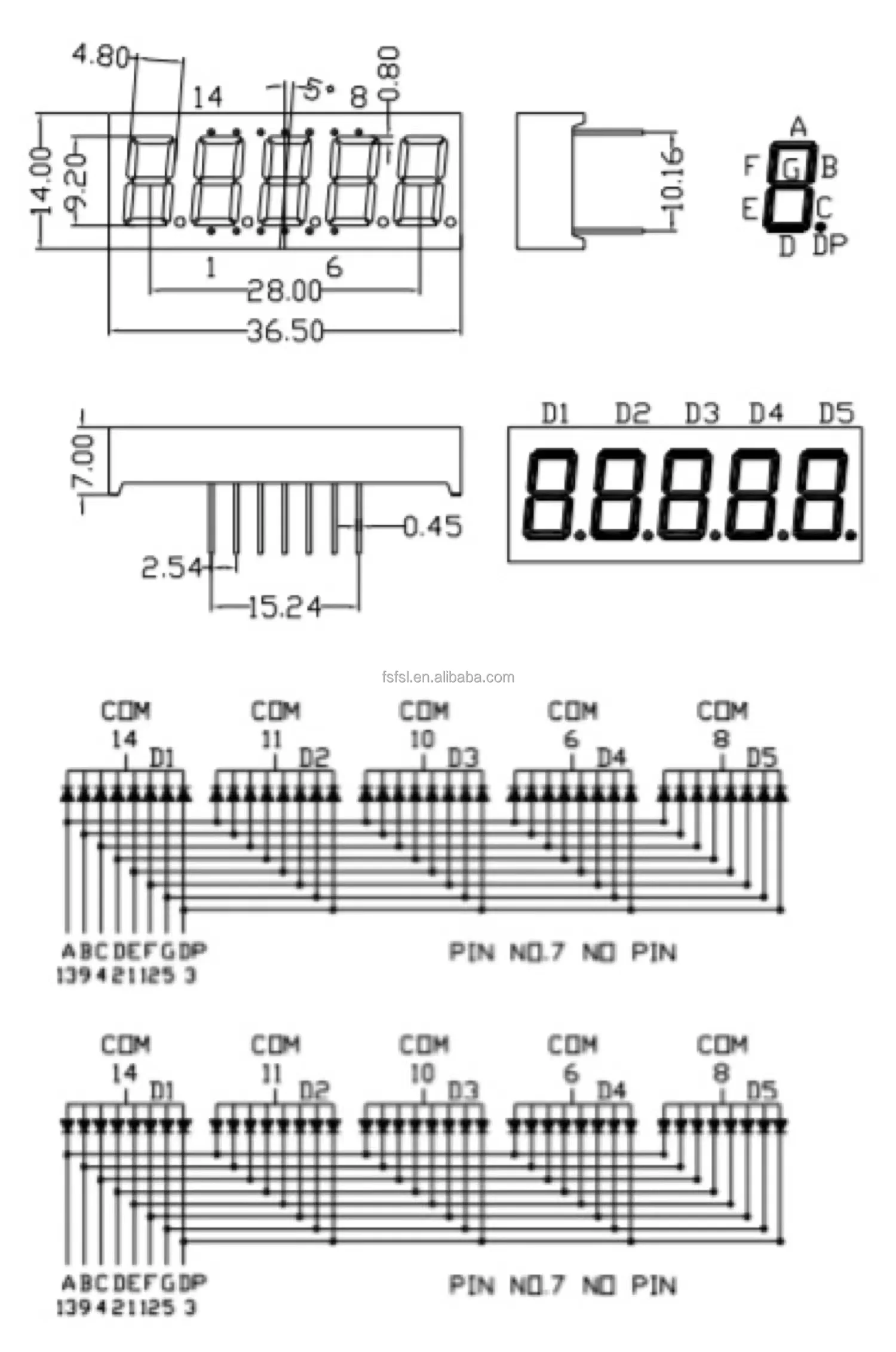 Seven Segment Led Digital Module 0 36 Inch 5 Digit 7 Segment Display