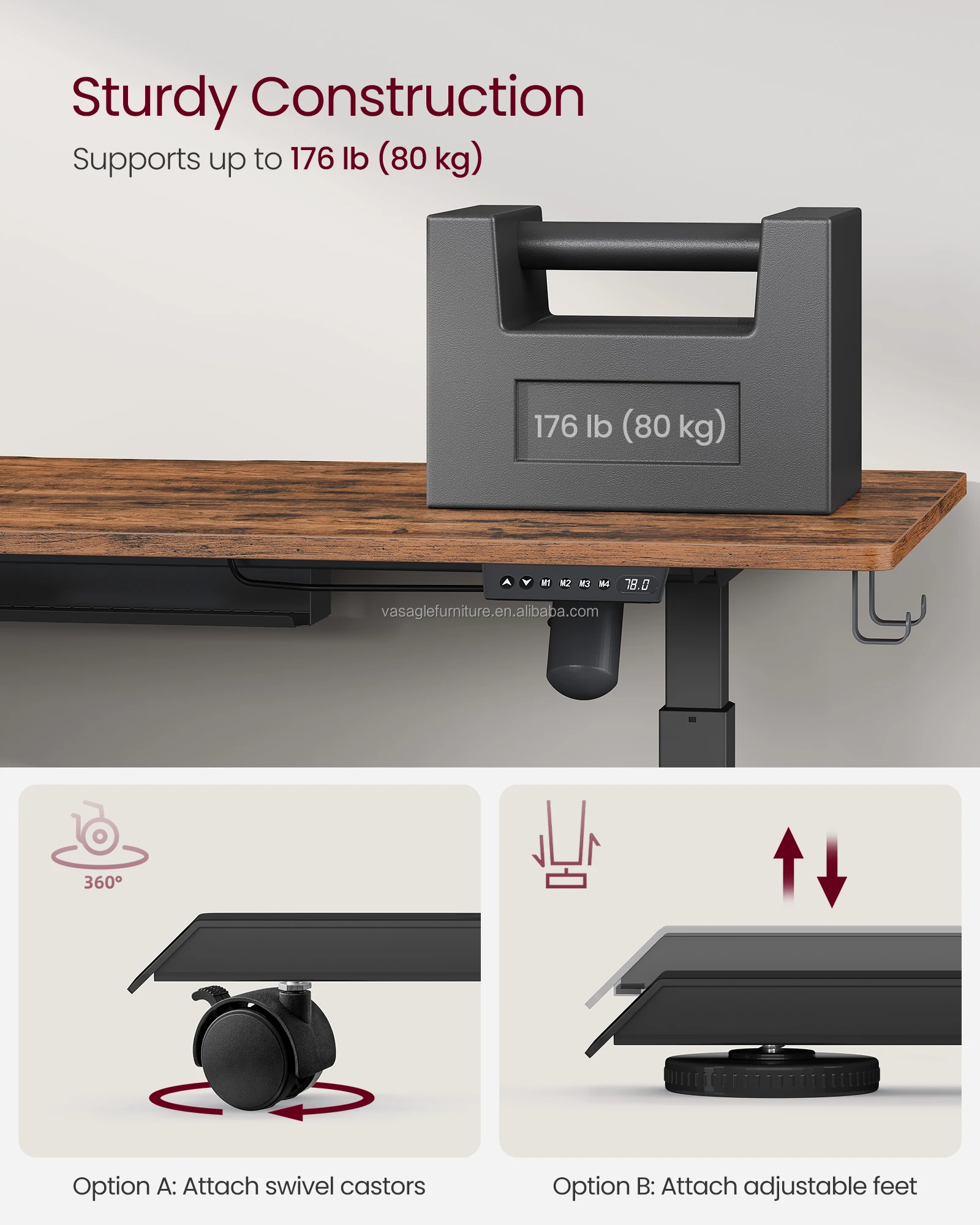 VASAGLE Electric Standing Desk - Modern, Adjustable & Space-saving