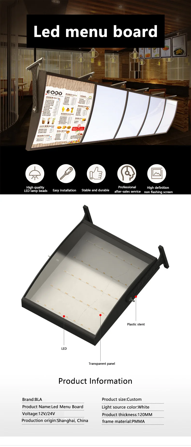 Custom Hot Product Aluminum Frame Menu Board Display Led Backlit Light ...