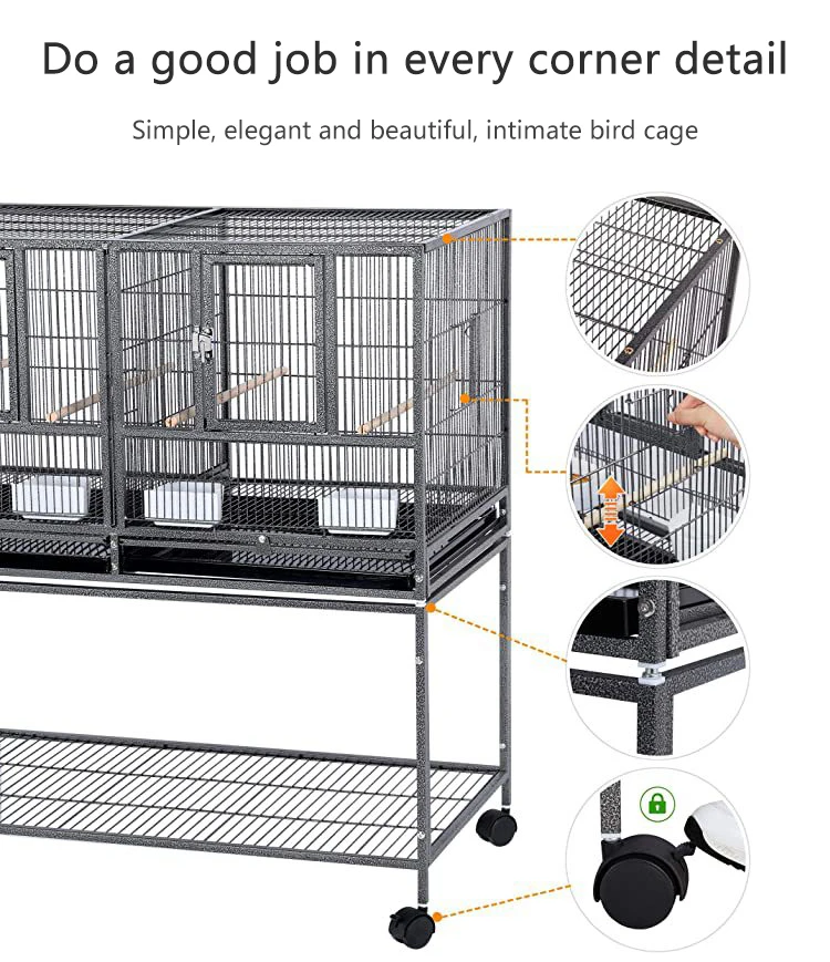 3 Levels Bird Layer Cages With 12 Stand Bars 12 Food Boxes For Parrots ...