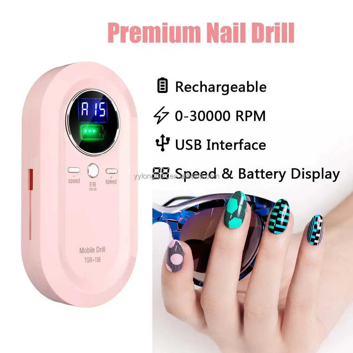 Professional Li-battery Rechargeable Nail Drill Manicure & Pedicure ...