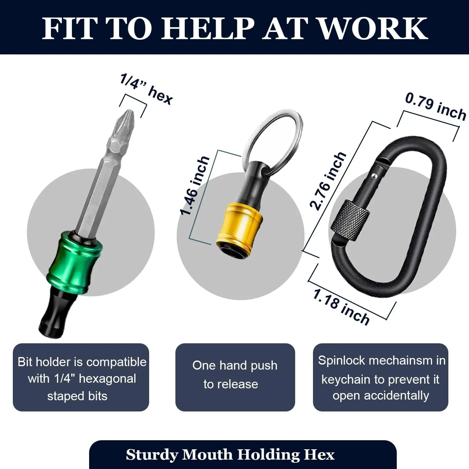 1/4 Inch Hex Shank Keychain Extension Bar Screwdriver Bits