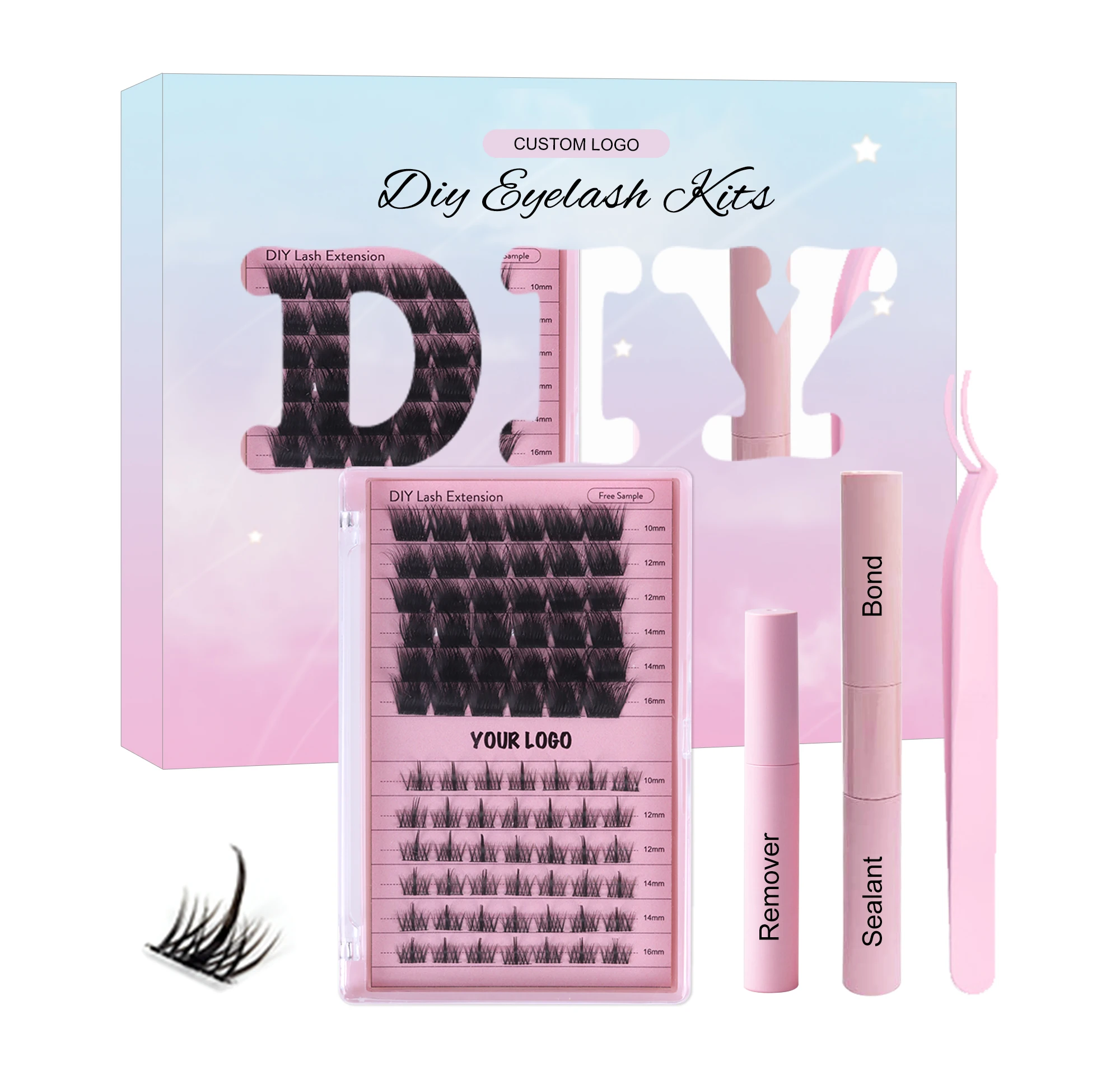 Factory Price Wholesale Pre Cut Segmented Eyelashes Diy Lash Extension