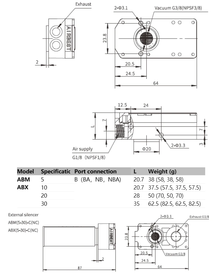 ABX ABM Airbest Vacuum Generators - Reliable & Efficient