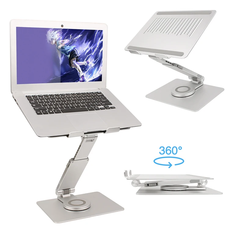Aluminum Foldable Swivel Laptop Stand Retractable Ergonomic 360 Degree ...