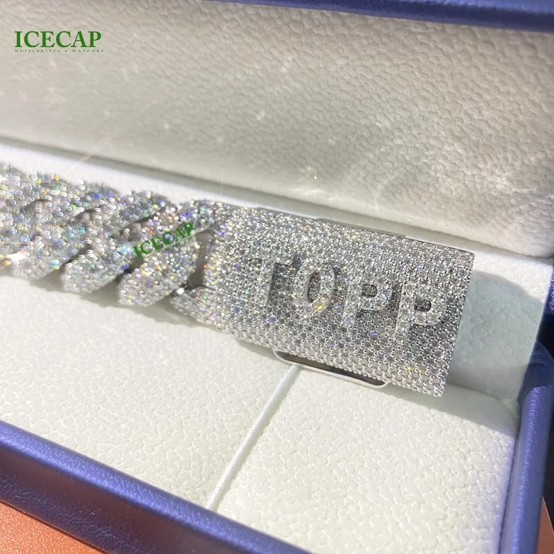 20mm Cuban Link Chain Custom Letters Men Hiphop Moissanite Cuban Chain ...