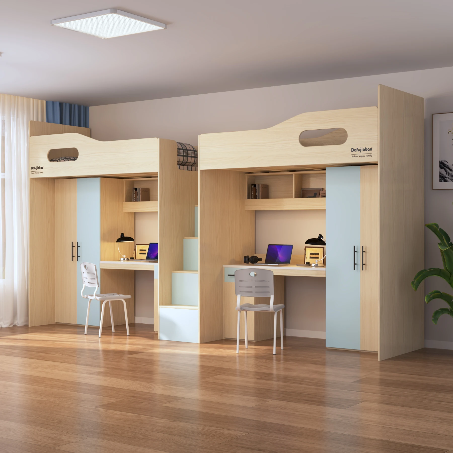 Kids Loft Bed with Desk and Stairs Used in School Home Wood Loft Bed ...