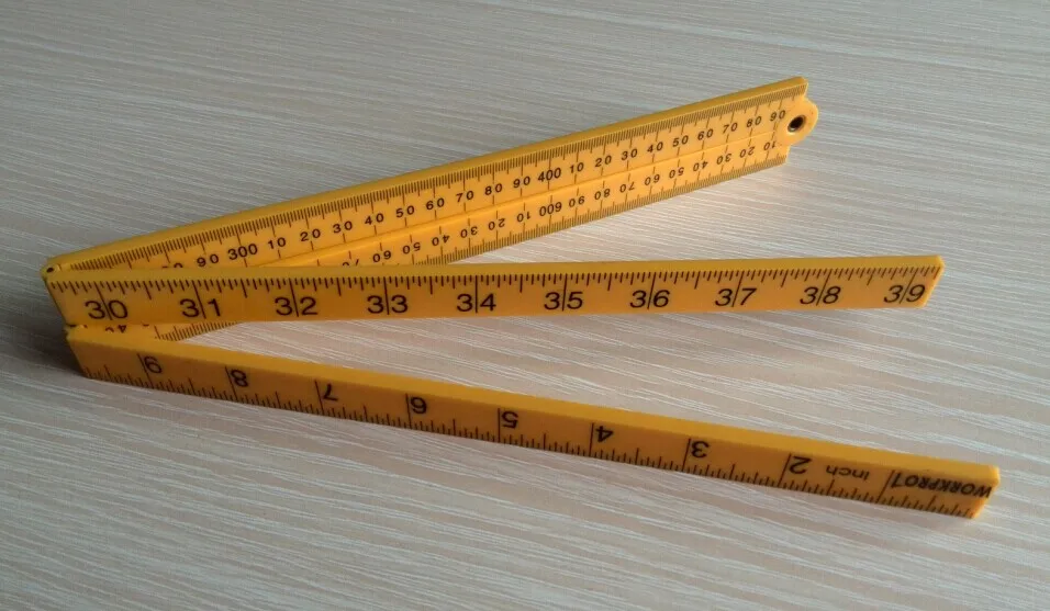 1 Meter Rulers Carpenter's Four Folding Ruler With Plastic Bamboo Wood ...