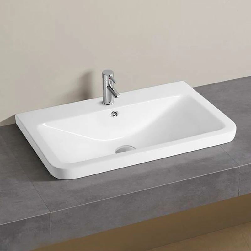 Modern Integrated White Fillet Corner Bathroom Cabinet Ceramic Wash ...